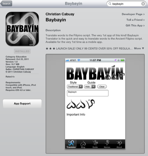 iPhone Baybayin translator app now available | Kristian Kabuay